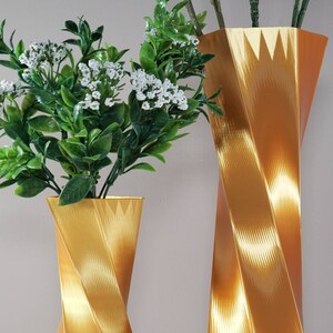 Tall Twist Gold Vase Geometric Style Centerpiece Home Decor or Special ...