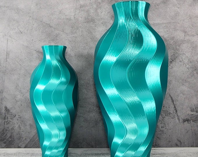 9.5 to 16 Inch Tall Twirl Teal Vase or Centerpiece | Modern Home Decor ...
