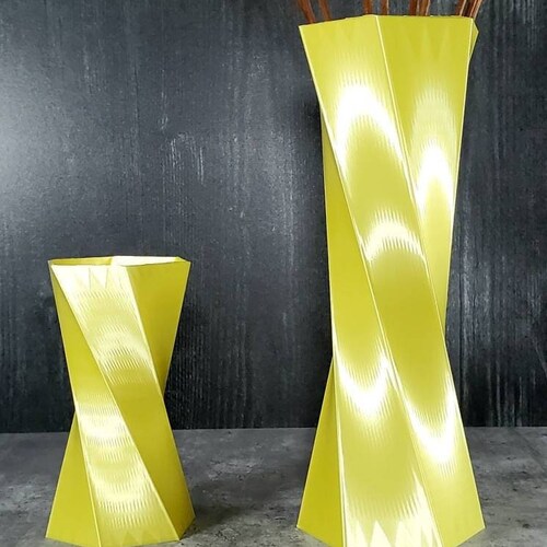 Tall Geometric Silver Vase or Centerpiece - Etsy