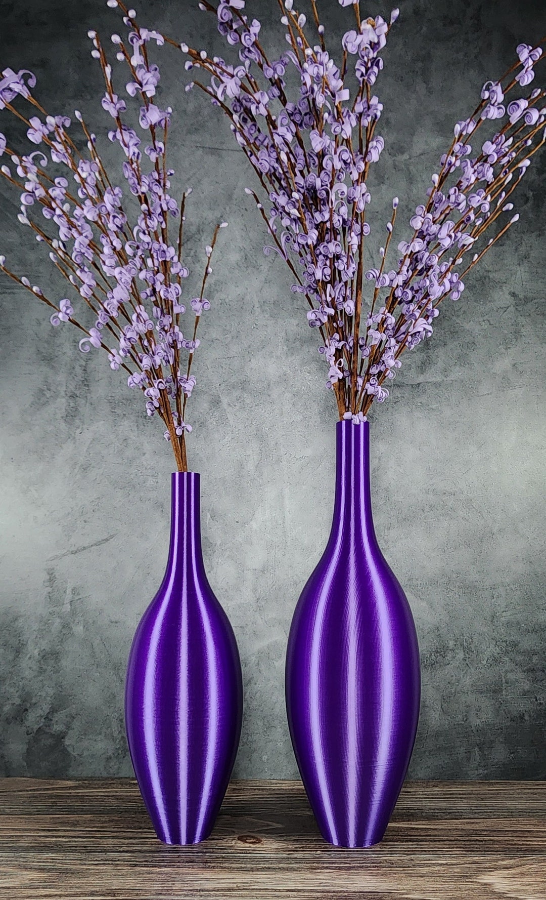Purple Vase Tall Modern Long Stem Vase | Home Decor | Flower Vase ...