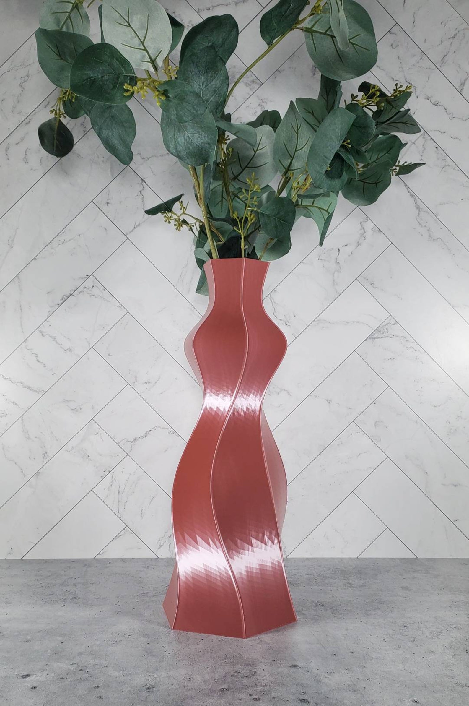 Tall Art Deco Rose Gold Vase Home Decor Flower Vase Modern Vase Elegant ...