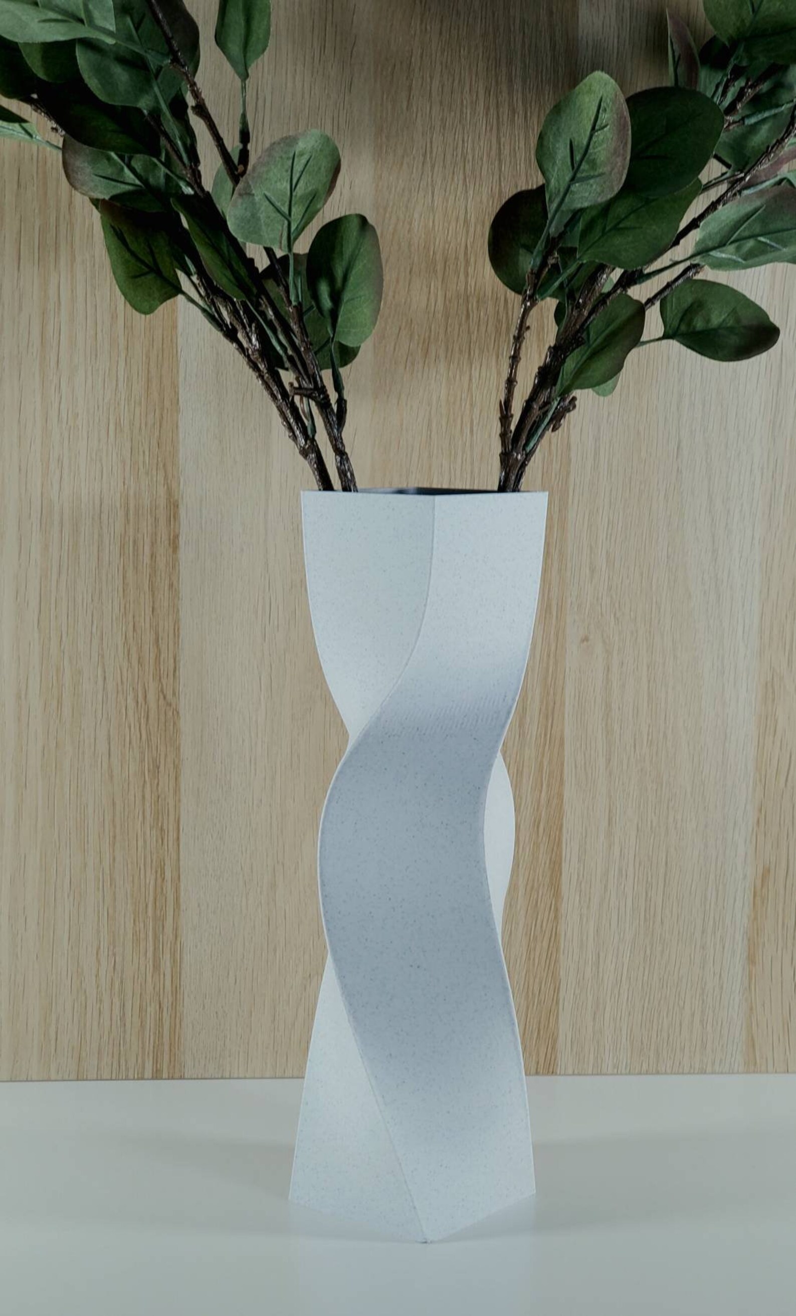 Tall Geometric Matte Textured White Marble Look Vase or Centerpiece ...