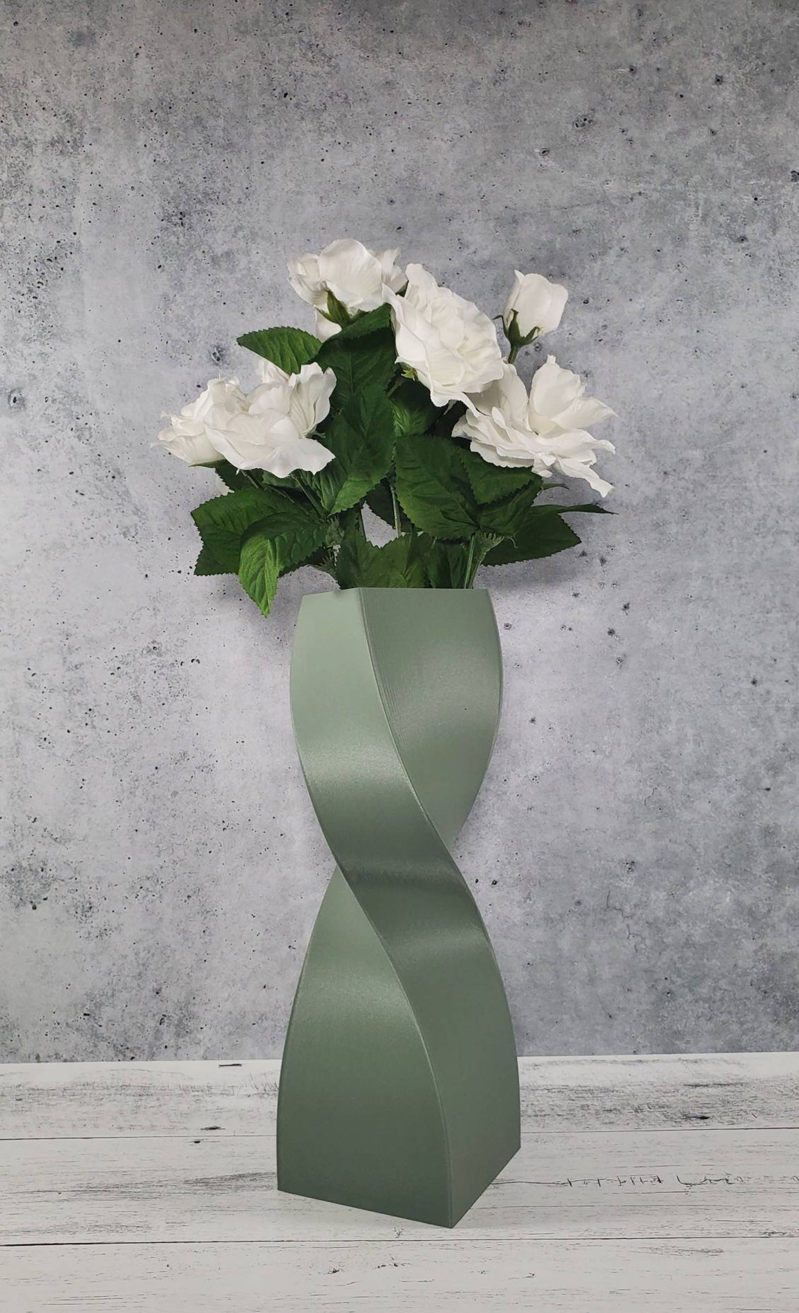 Matte Sage Green Vase Twisted Middle Centerpiece Desk Vase - Etsy