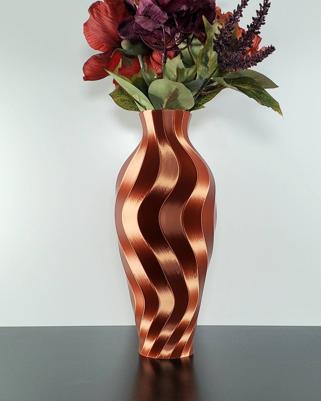 8 Inch to 19 Inch Tall Twirl Copper Vase | Flower Vase | Home Decor ...