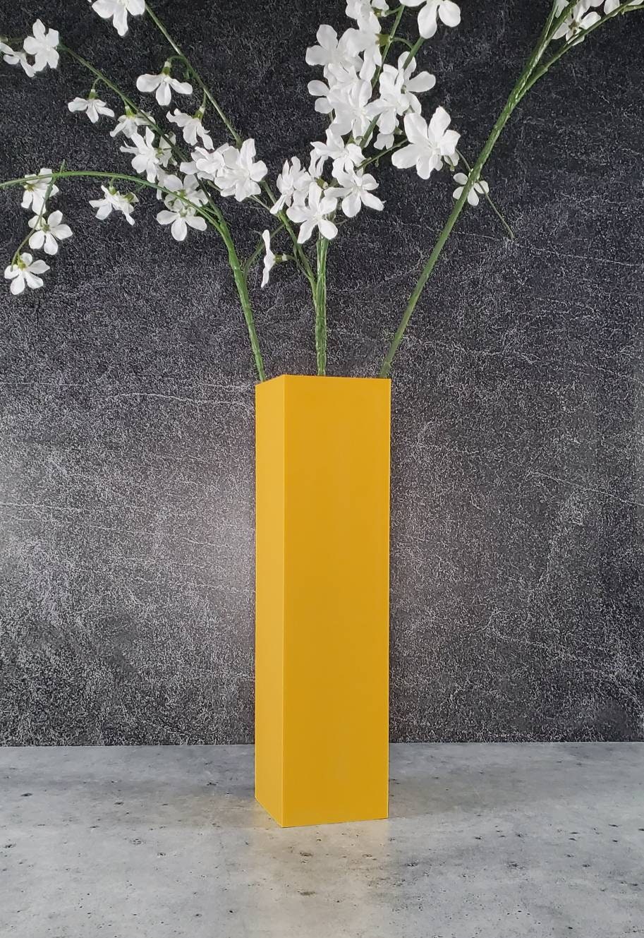 Yellow Vase - Tall Square Matte | Home Decoor | Tall Box Vase | Wedding ...