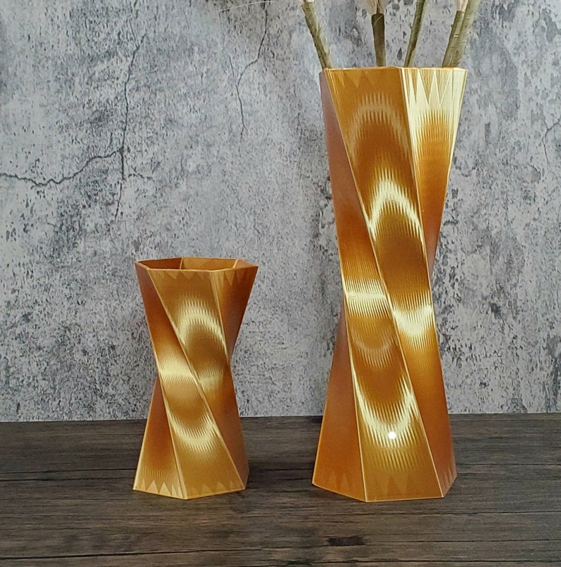 Tall Twist Gold Vase Geometric Style Centerpiece Home Decor or - Etsy