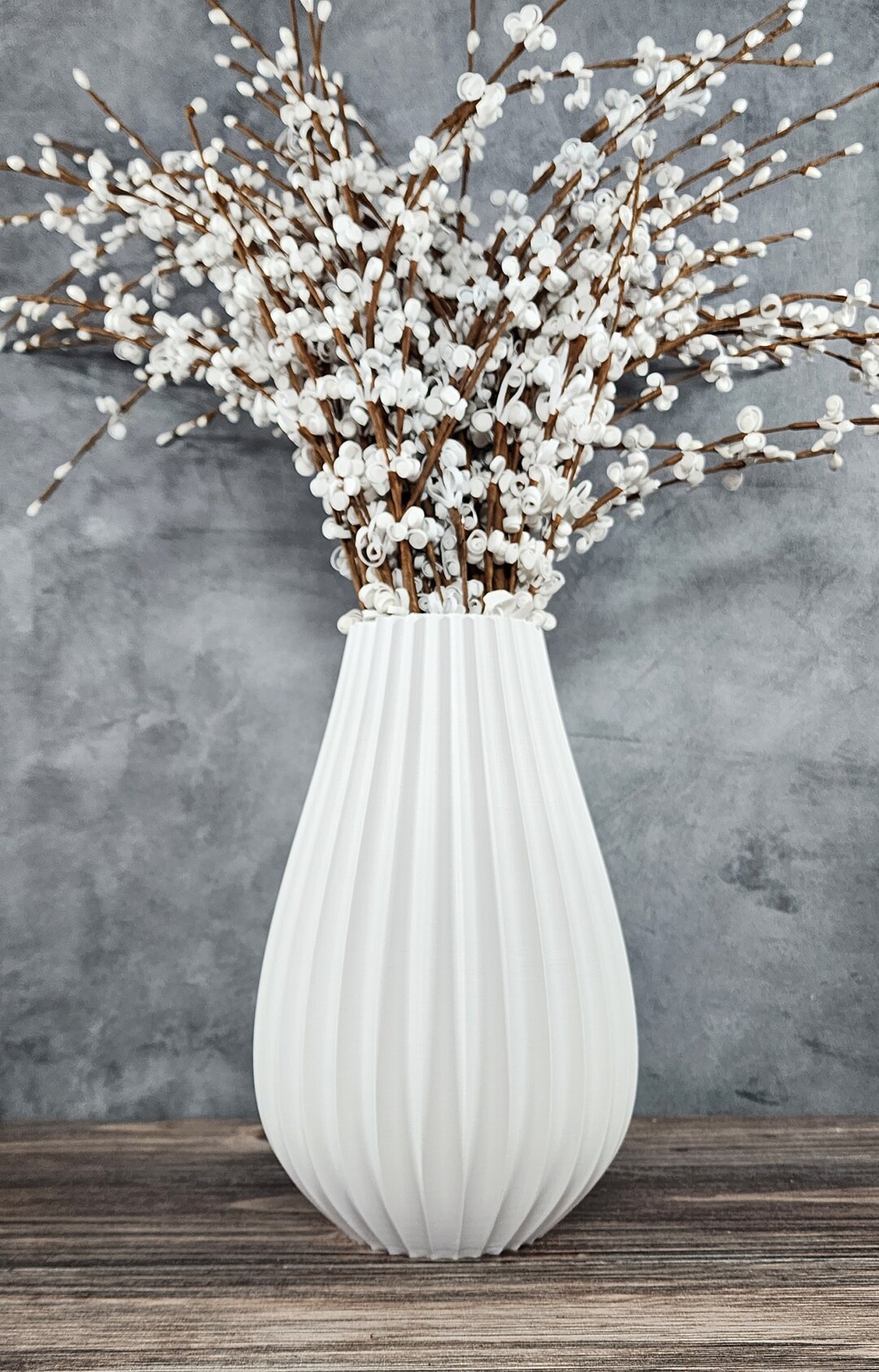 Large Matte White Modern Rippled Vase Table Vase Desk Vase - Etsy