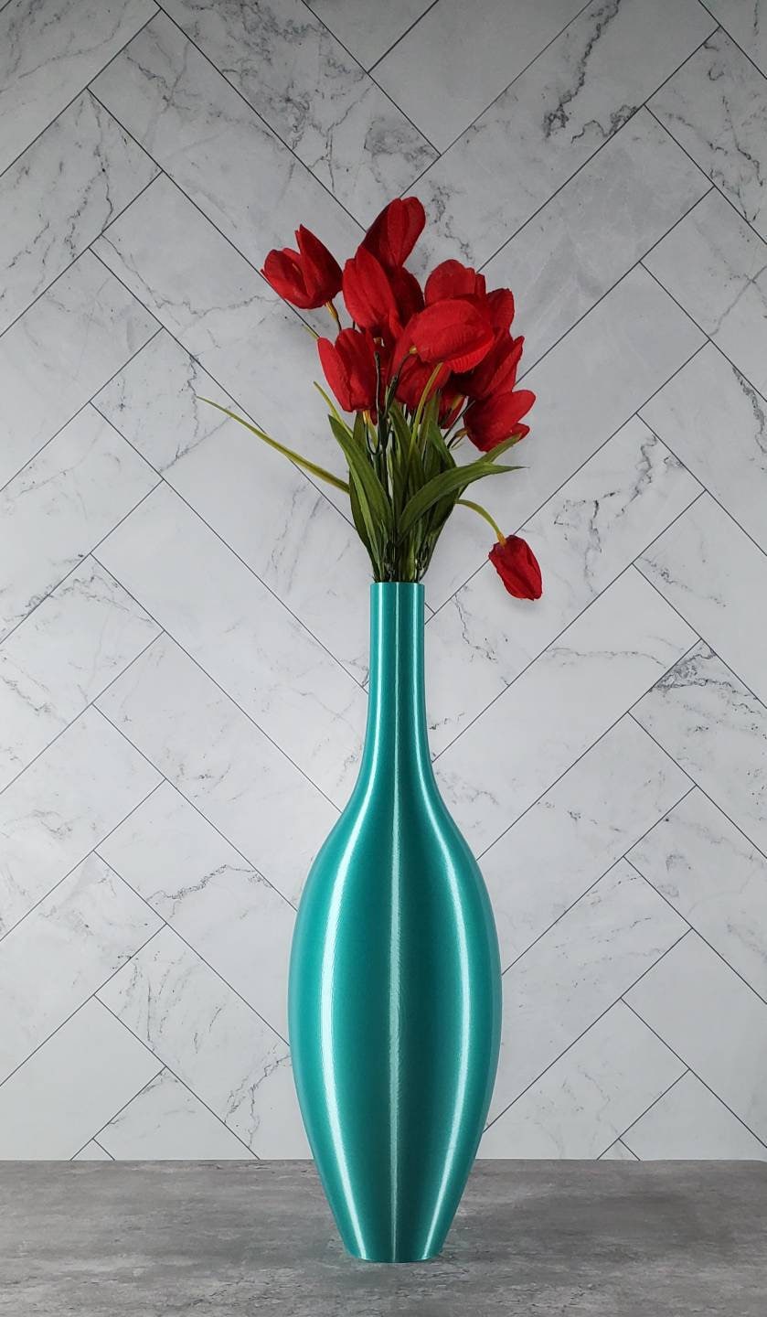 12 to 19 Inch Tall Teal Modern Nordic Long Vase Flower Vase - Etsy