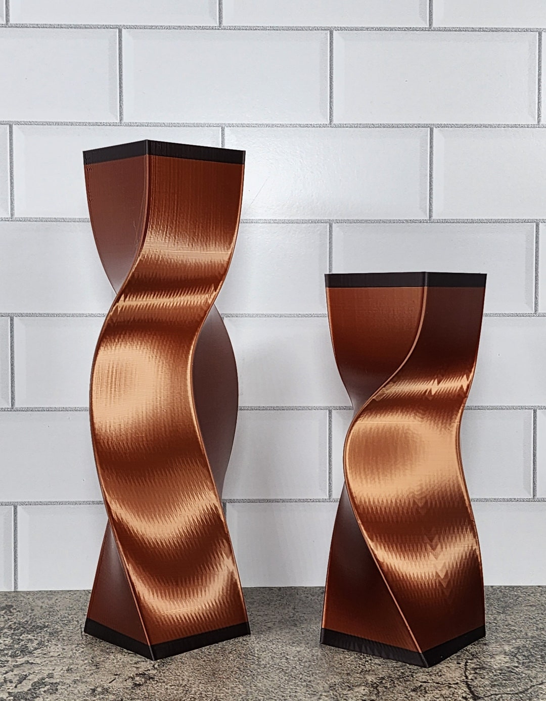 Vase Tall Copper Elegance Geometric Illusion Style With Chocolate Trim ...