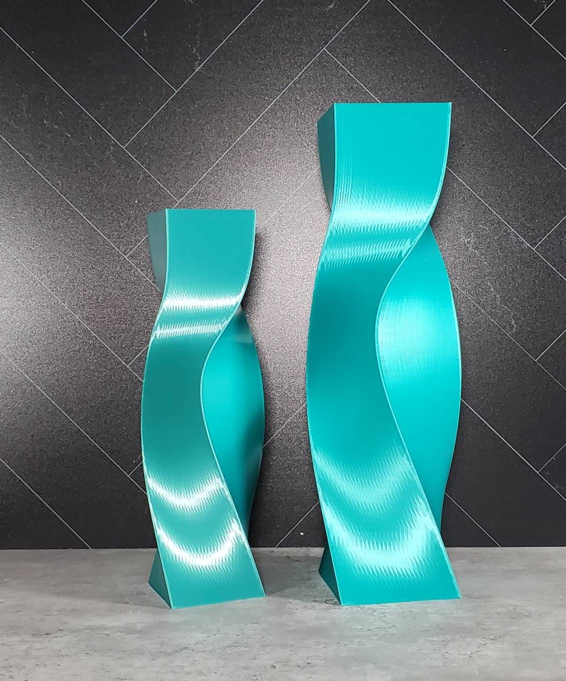 Tall Geometric Teal Vase or Centerpiece Modern and Unique - Etsy