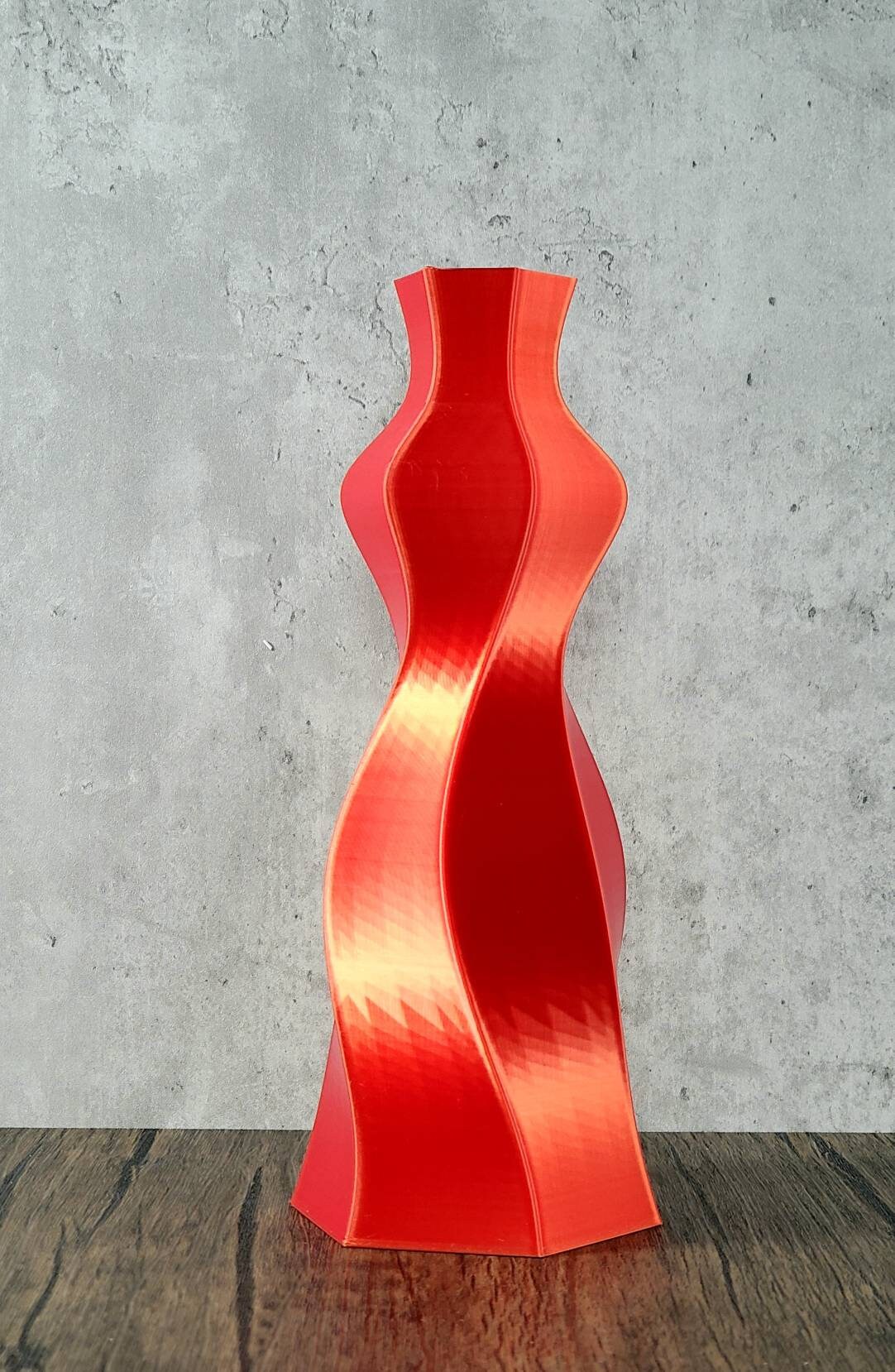 Tall Art Deco Red Orange Vase Home Decor Flower Vase | Etsy