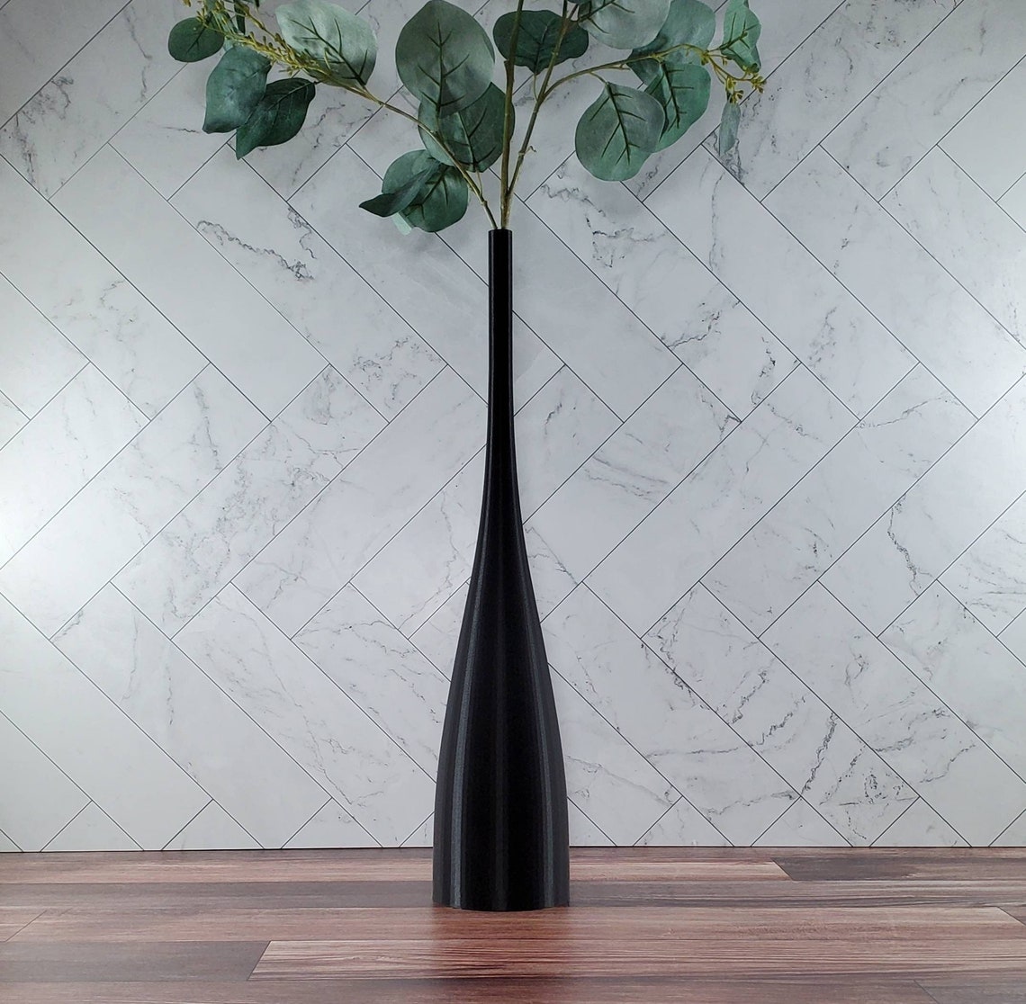 19 Inch Tall Matte Black Long Modern Nordic Style Vase | Home Decor ...