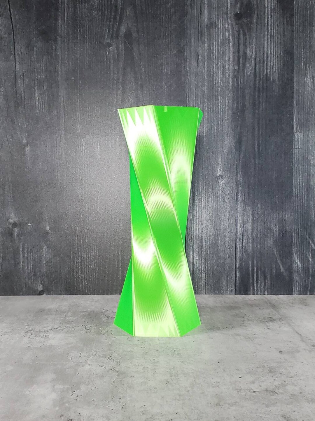 Tall Twist Lime Green Vase Geometric Style Centerpiece Home Decor or ...