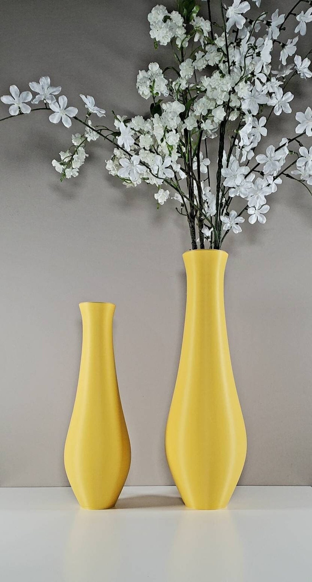 Tall Modern Matte Yellow Vase Size 12 to 19 | Vase for Flowers ...