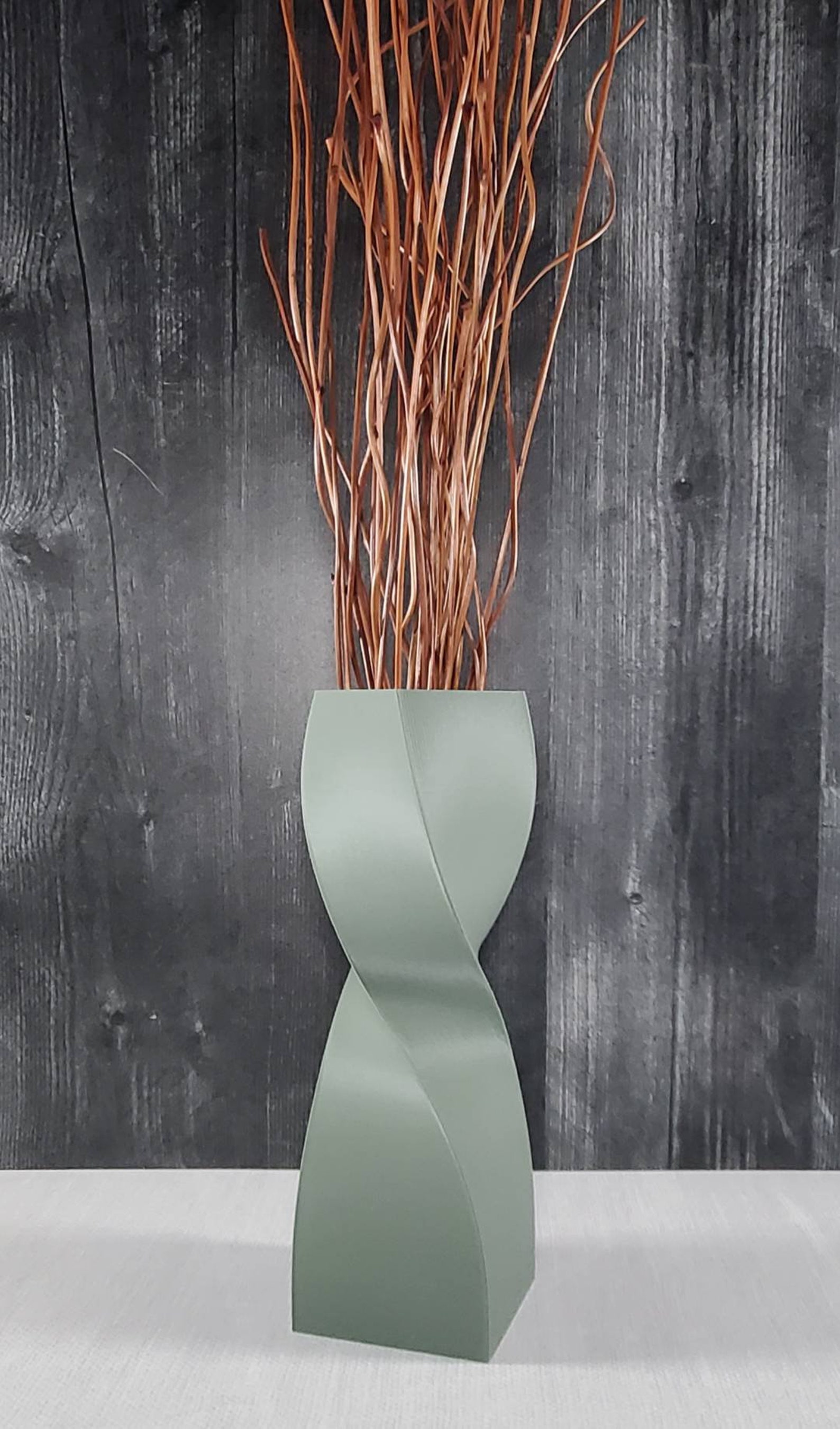Matte Sage Green Vase Twisted Middle Centerpiece Desk Vase - Etsy
