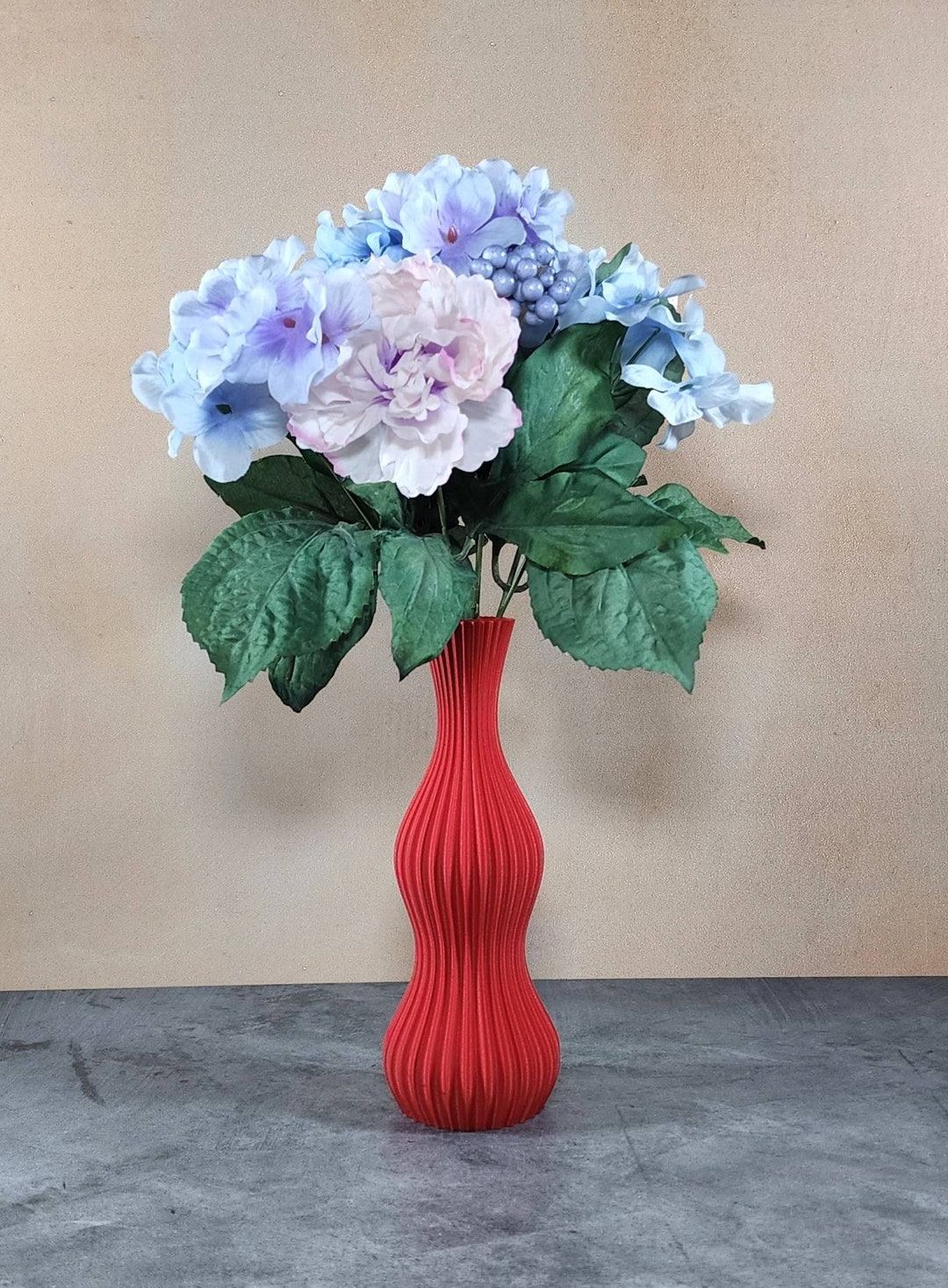 Red Vase Matte Striped Bottle Vase | Desk Vase | Home Decor ...