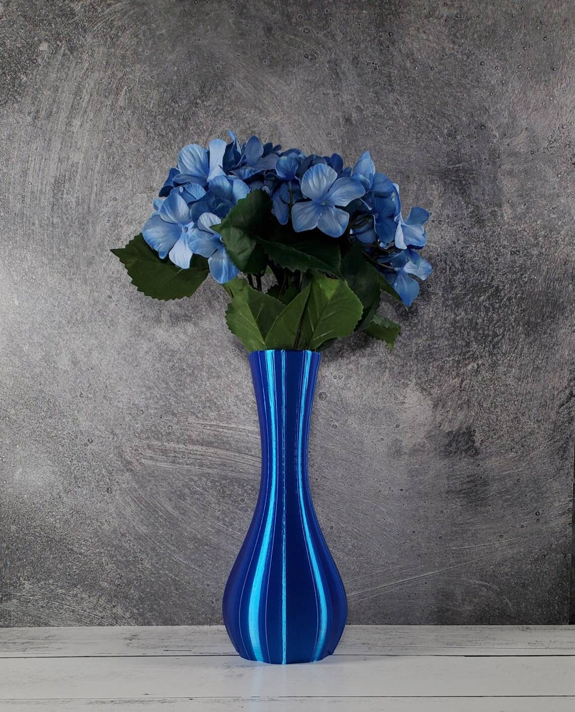 Tall Sapphire Blue Vase Shiny Modern Fluted Bud Vase Table - Etsy