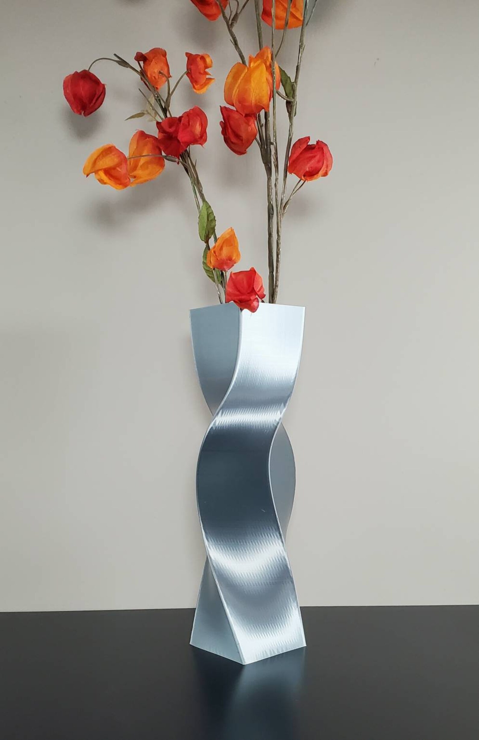 Tall Geometric Silver Vase or Centerpiece - Etsy