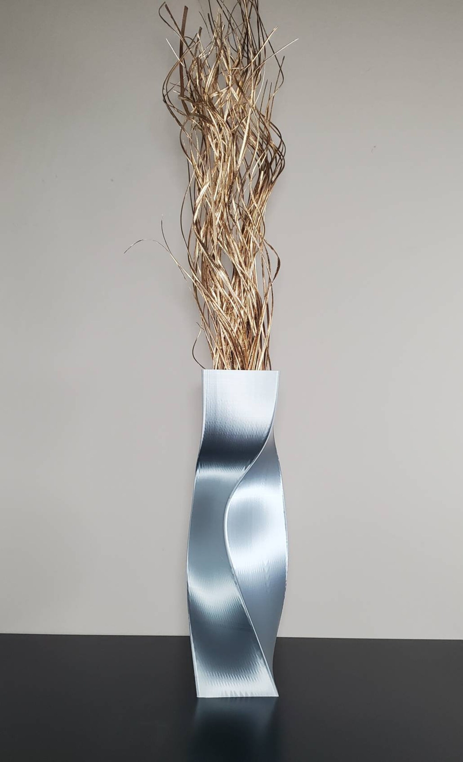 Tall Geometric Silver Vase or Centerpiece - Etsy