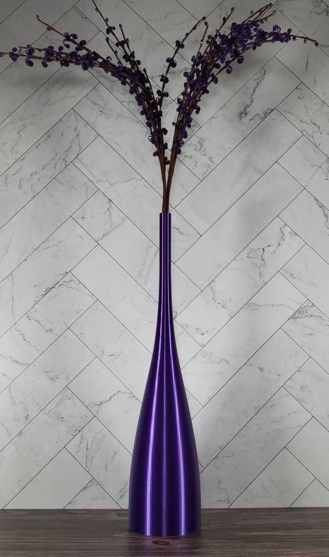 19 Inch Tall Purple Long Modern Nordic Style Vase | Home Decor | Dried ...