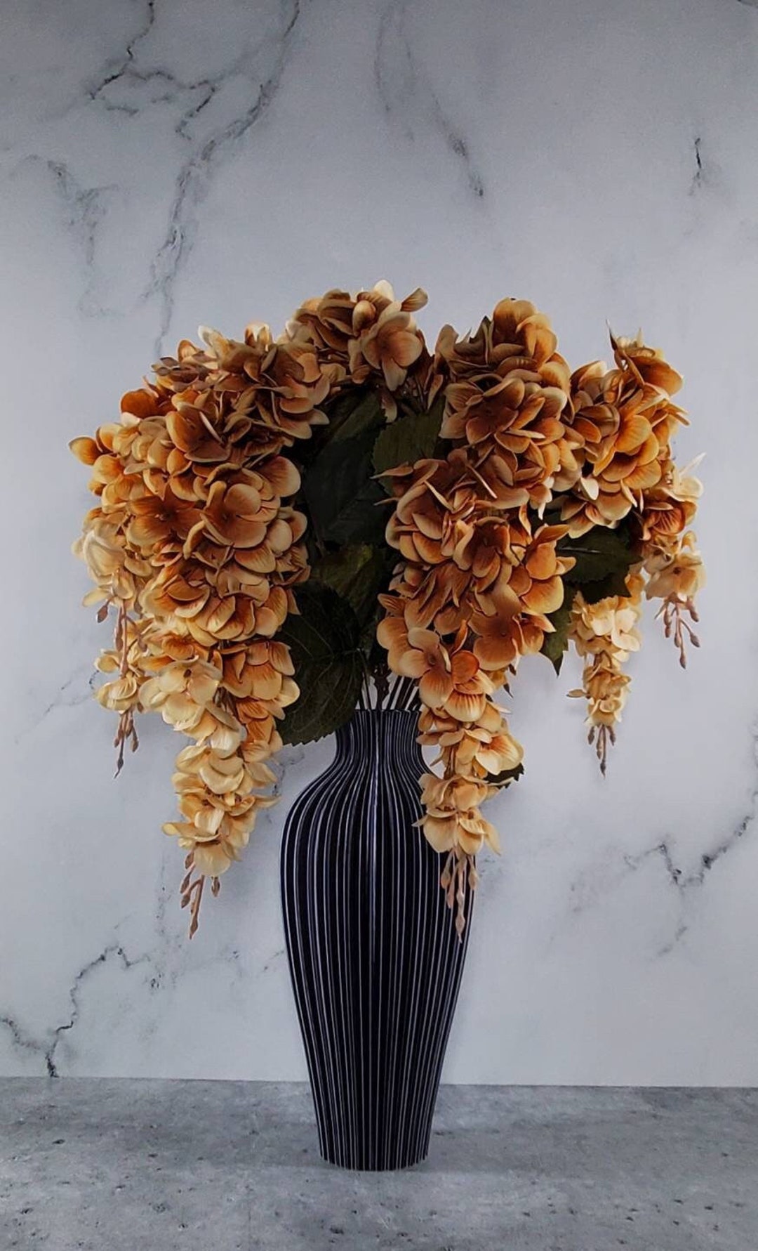 Tall Shiny Black Vase Rippled Flower Vase Home Decor - Etsy