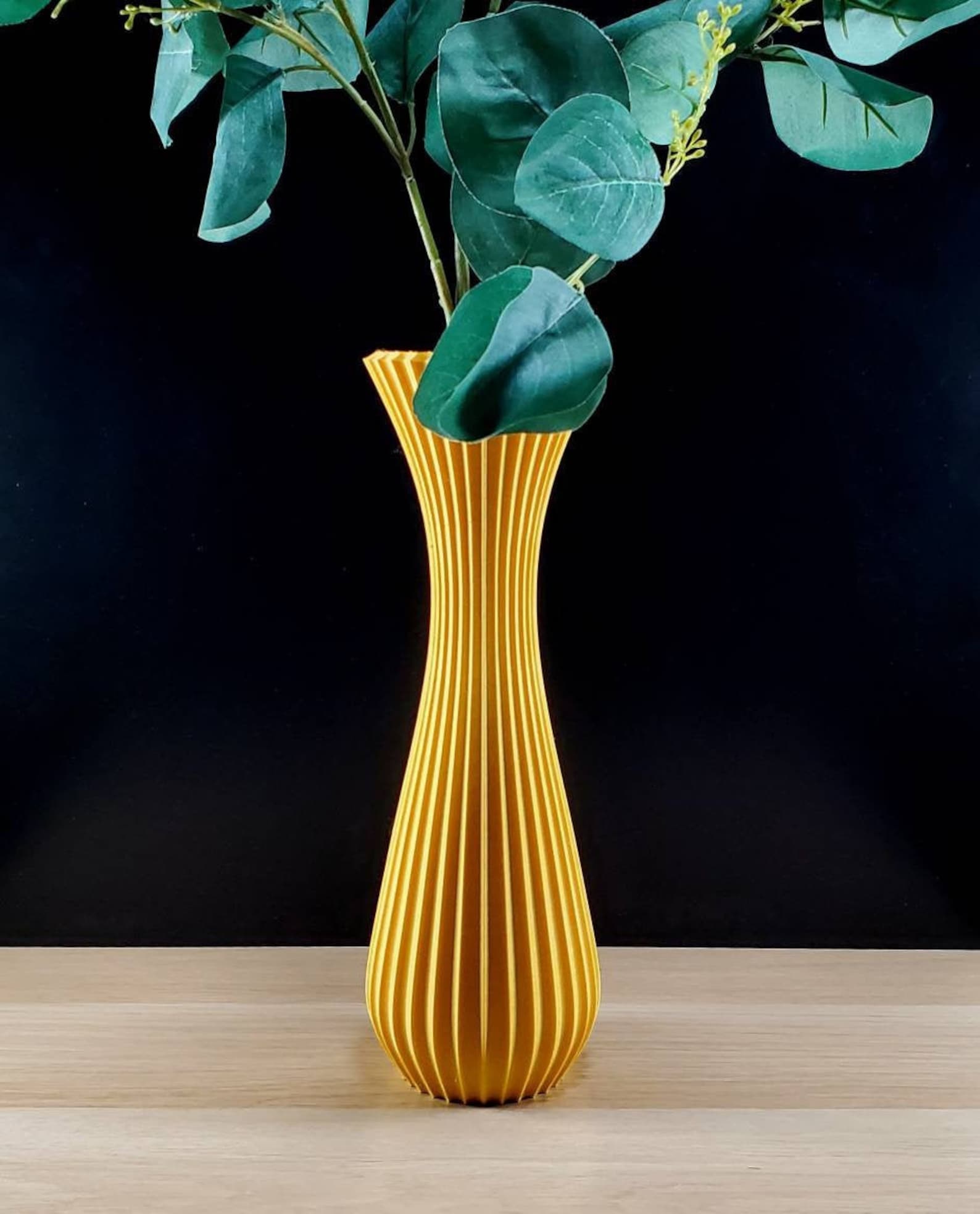 Tall Matte Yellow Striped Bouquet Vase, Modern Home Decor Gift for Her ...