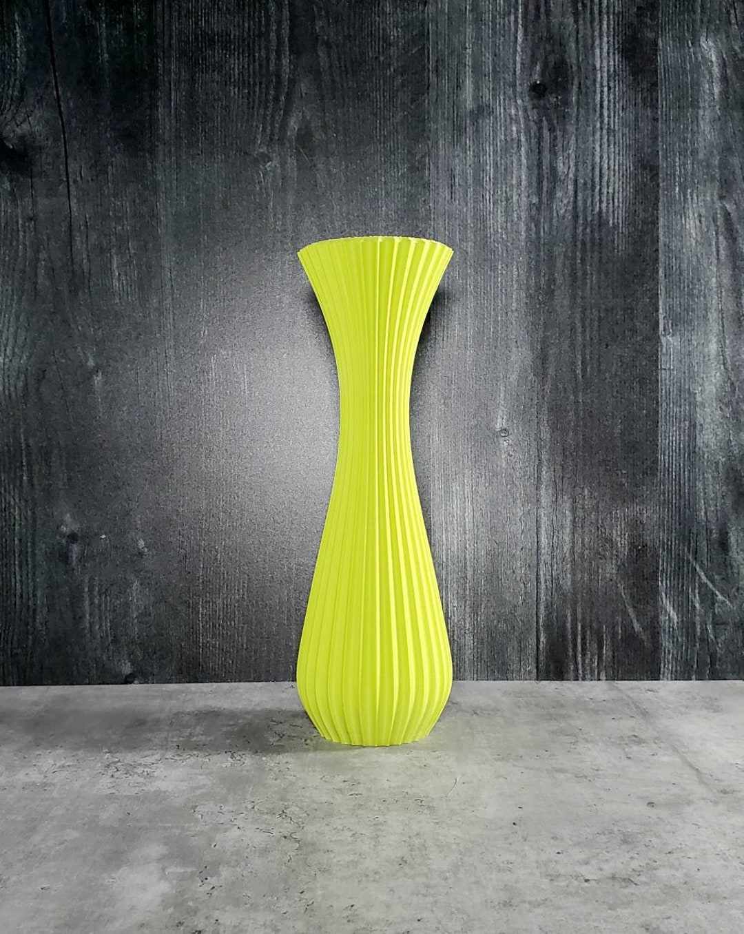 Tall Matte Lime Green Striped Bouquet Vase | Flower Vase | Table Vase ...