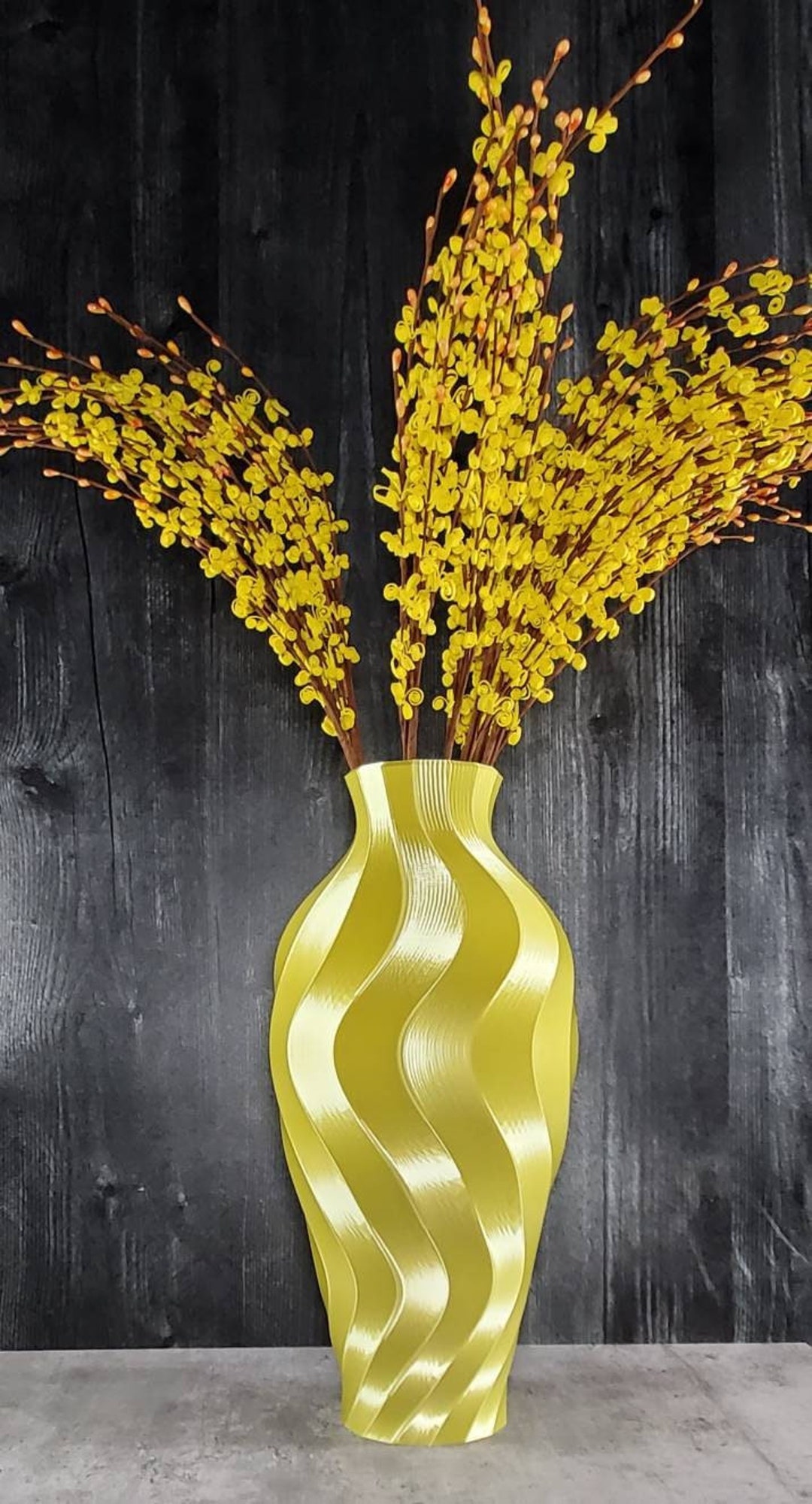 Twirl Yellow Vase 8 to 15 in Art Deco Flower Vase Modern Home Decor ...