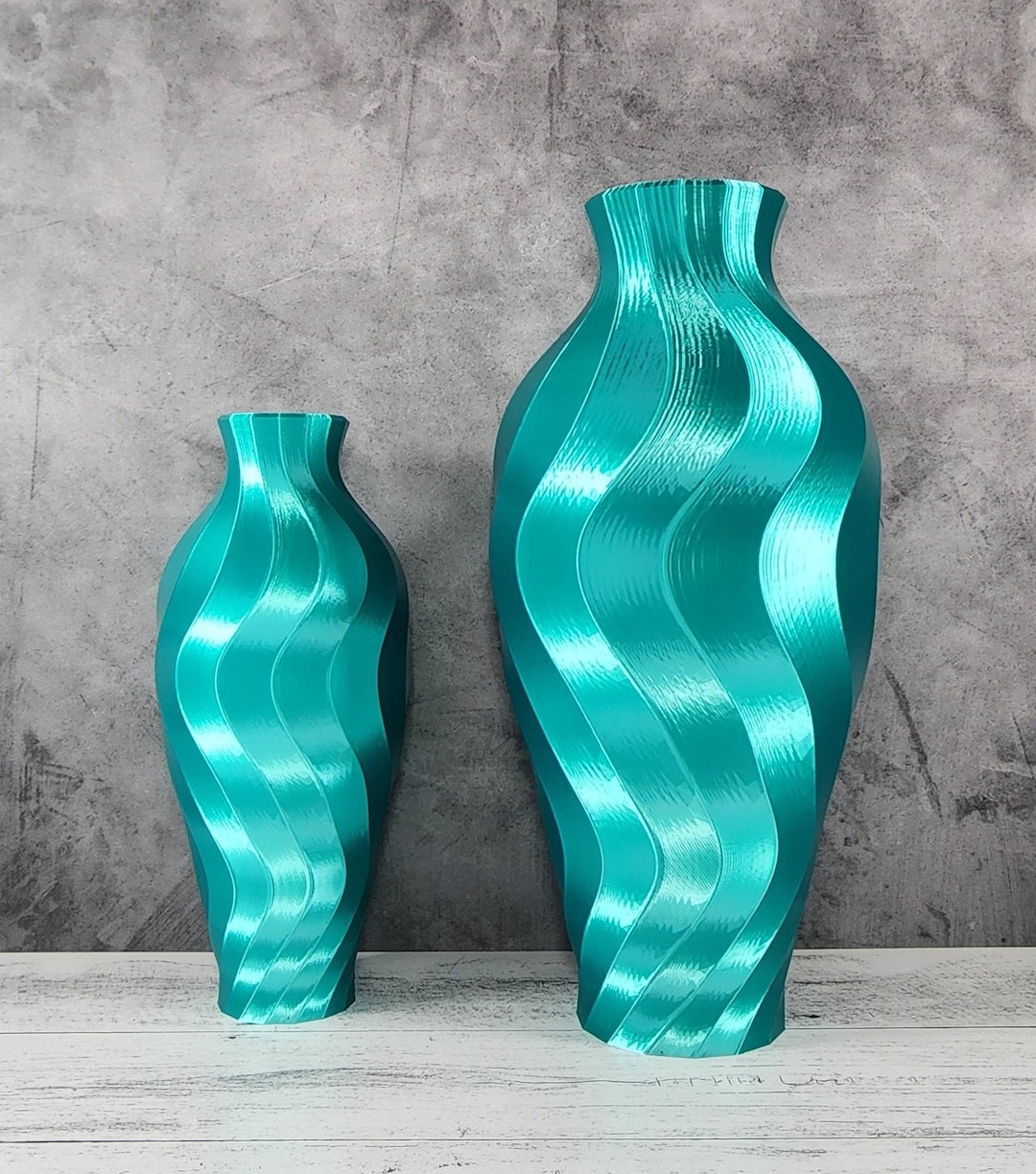 9.5 to 16 Inch Tall Twirl Teal Vase or Centerpiece | Modern Home Decor ...