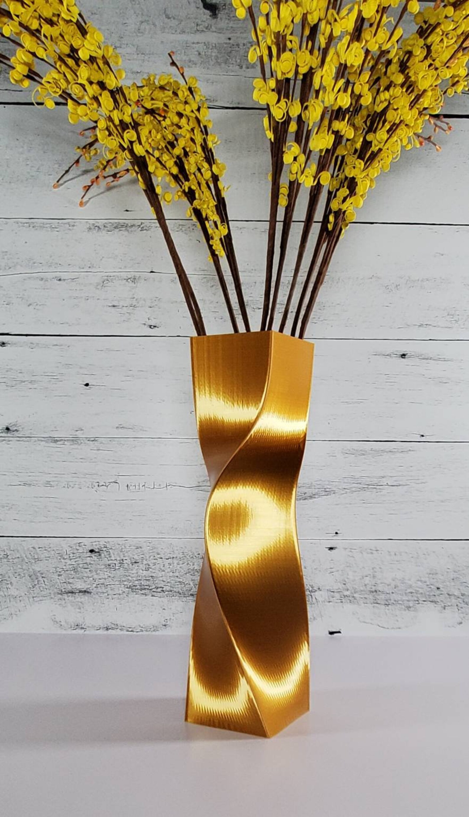 Tall Geometric Gold Vase or Centerpiece - Etsy