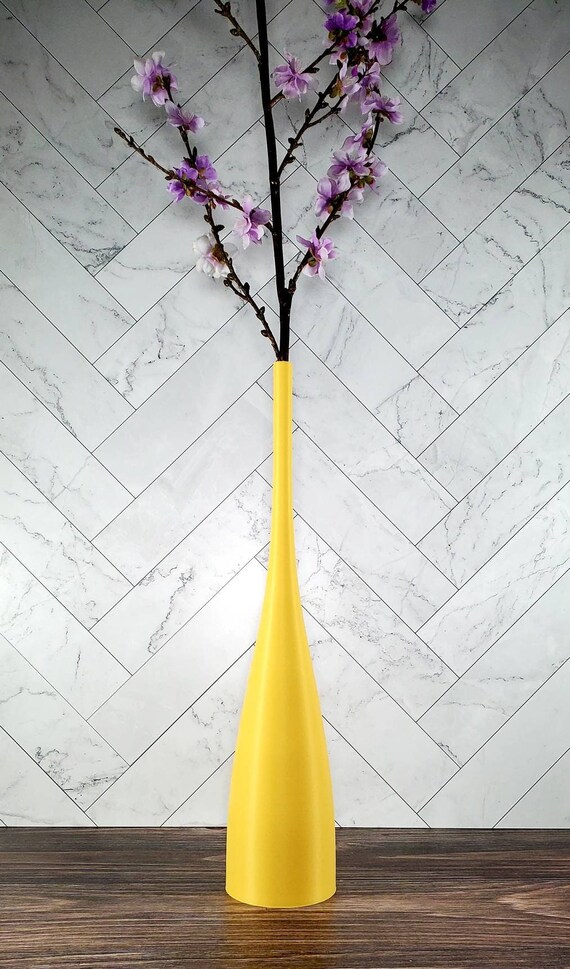 19 Inch Tall Matte Yellow Long Modern Nordic Style Vase Home | Etsy