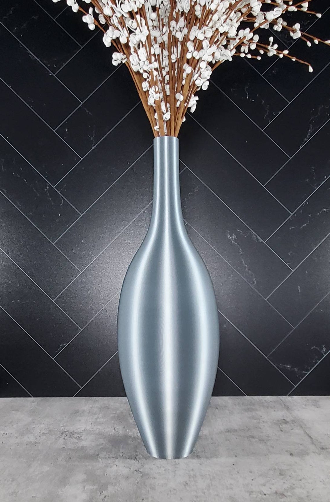 12/13/14/15 Inch Tall Silver Modern Nordic Long Vase | Pampas Grass and ...