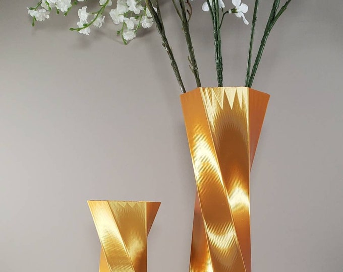 Tall Twist Gold Vase Geometric Style Centerpiece Home Decor or Special ...