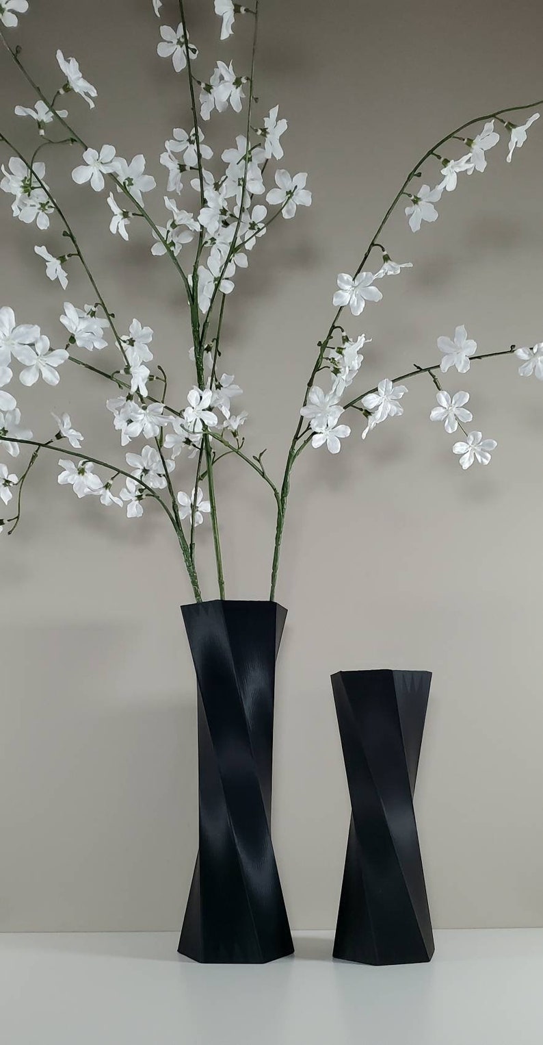Tall Twist Matte Black Vase Geometric Style Centerpiece Home | Etsy