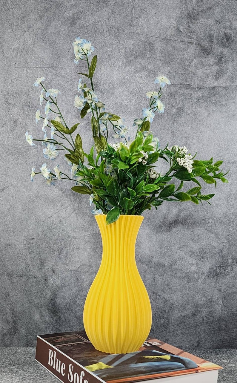 Yellow Vase Matte Striped Mini Boquet Vase | Desk Vase | Home Decor ...