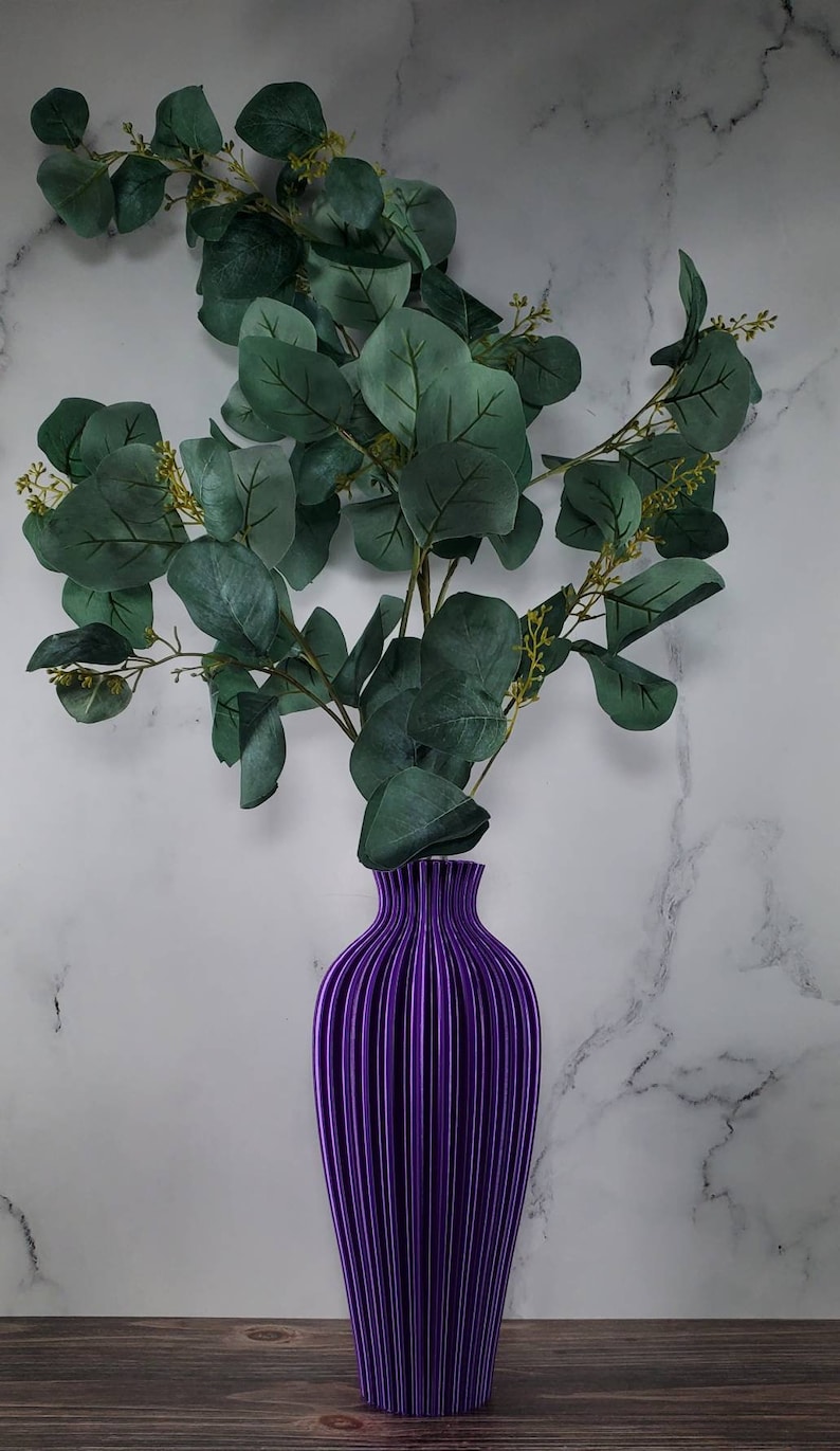 Tall Purple Vase Rippled Flower Vase Home Decor Wedding - Etsy