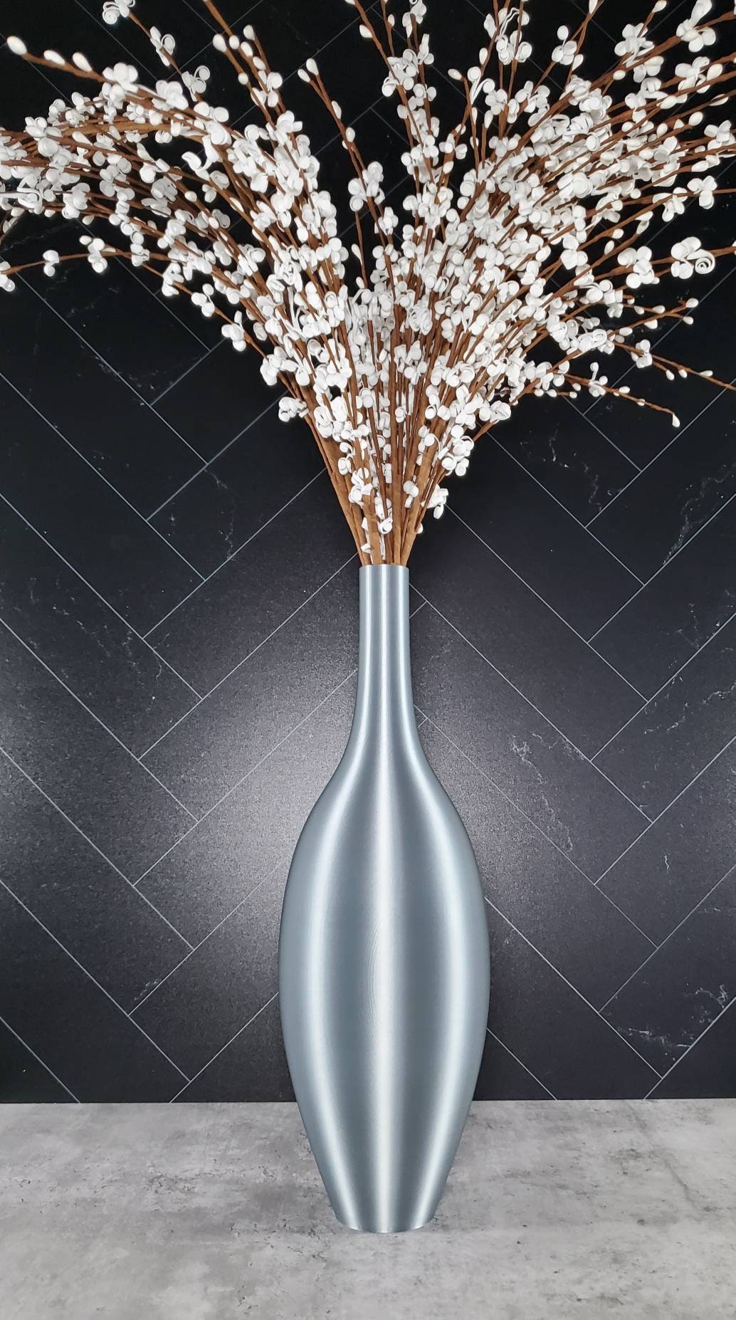 12/13/14/15 Inch Tall Silver Modern Nordic Long Vase | Pampas Grass and ...