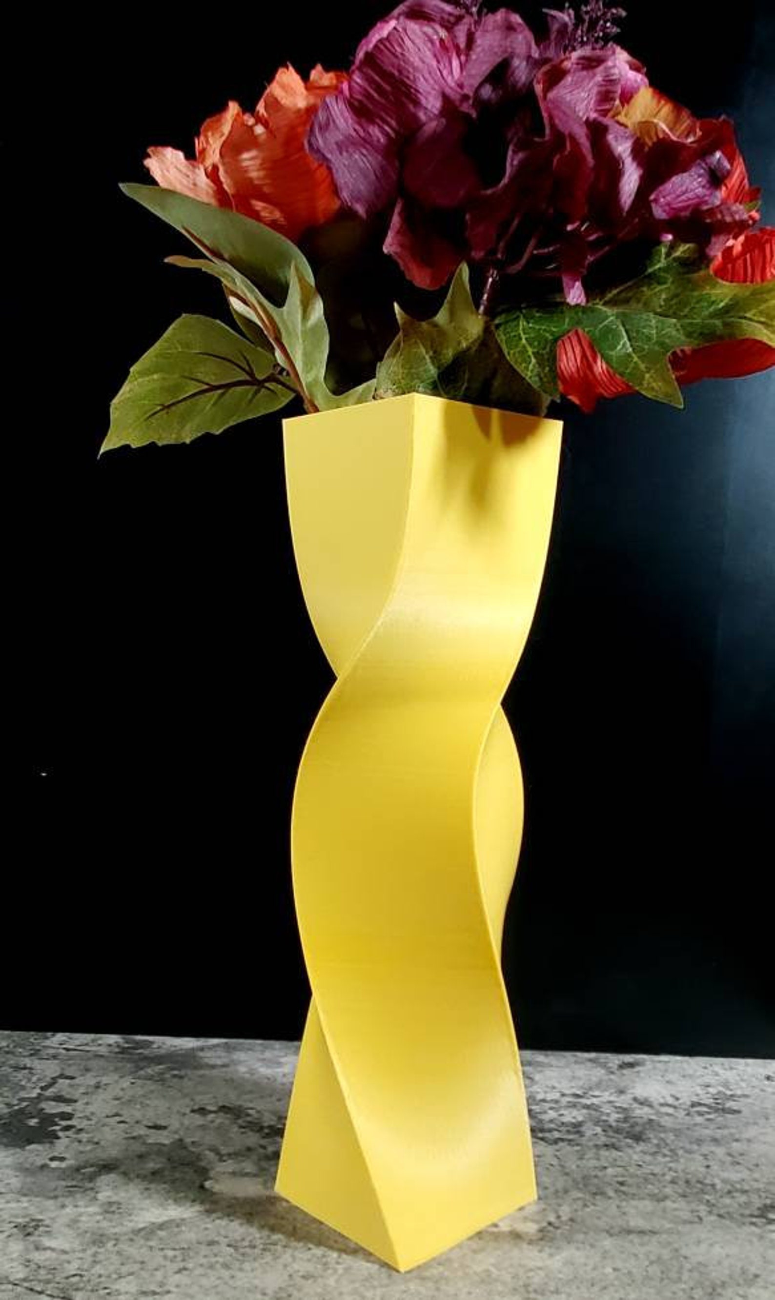 Tall Geometric Matte Yellow Vase or Centerpiece | Flower Vase | Modern ...