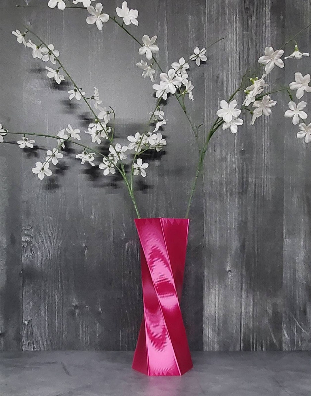 Tall Twist Magenta Vase Geometric Centerpiece Modern Home Decor or ...