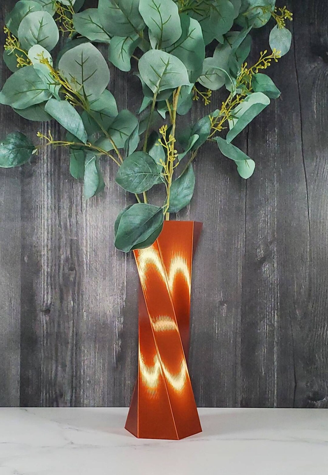 Vase - Modern Tall Twist Copper Vase Geometric Style Centerpiece Home ...