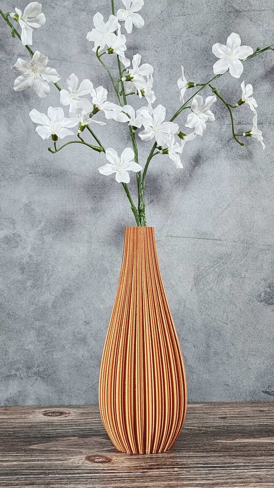 Boho Vase Ripple Design Copper Thin Fluted | Flower Vase | Home Decor ...