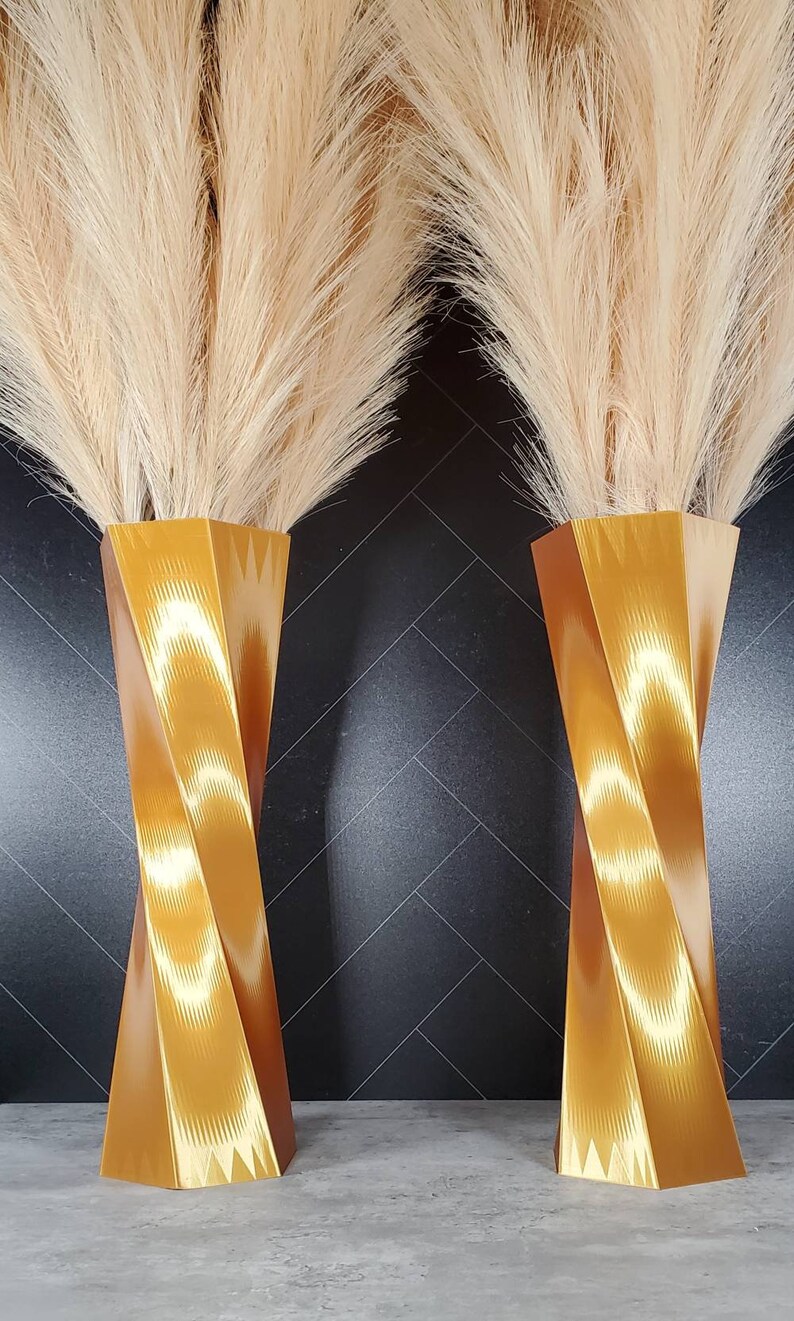 Tall Twist Gold Vase Geometric Style Centerpiece Home Decor or - Etsy