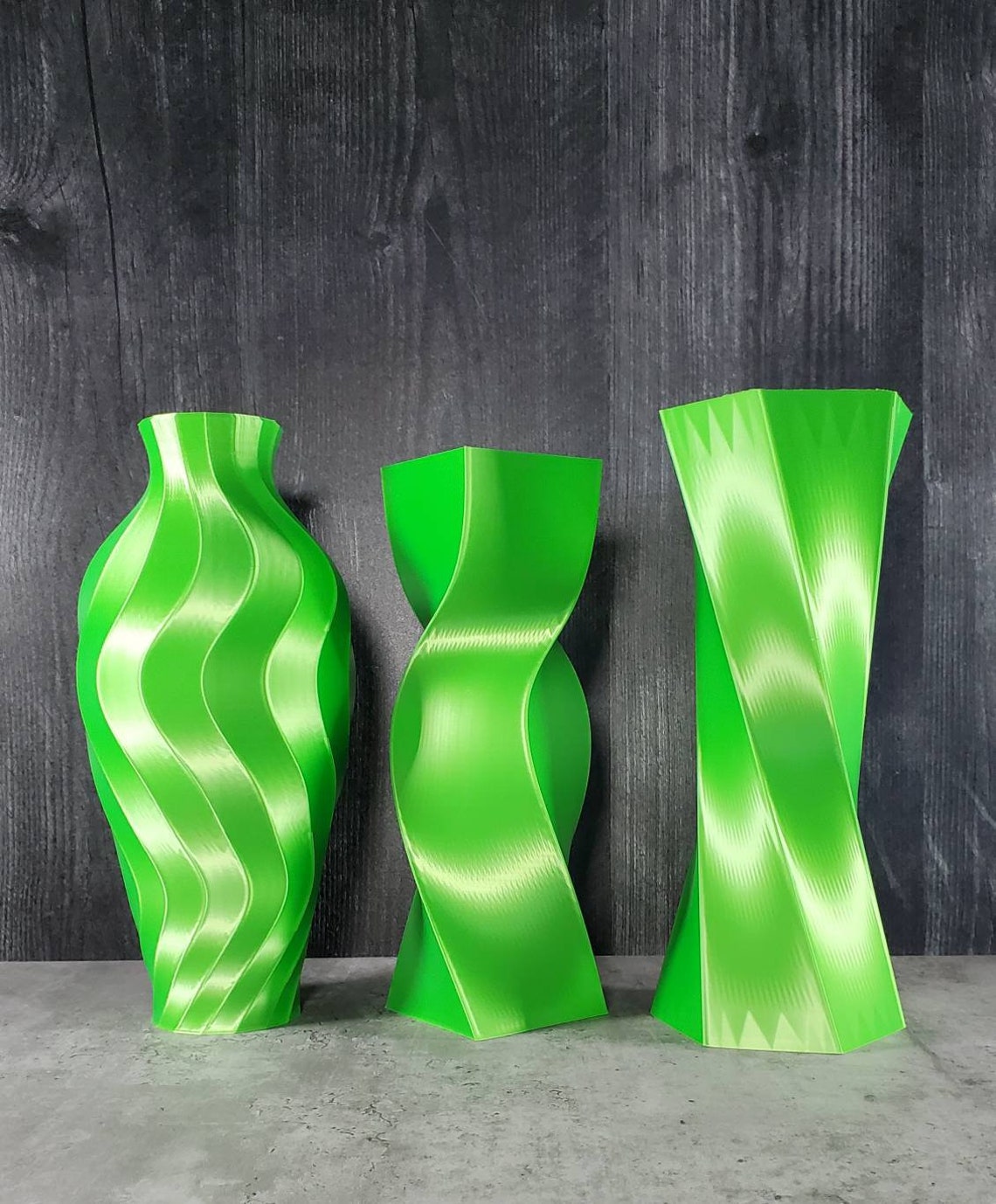 Tall Twist Lime Green Vase Geometric Style Centerpiece Home Decor or ...