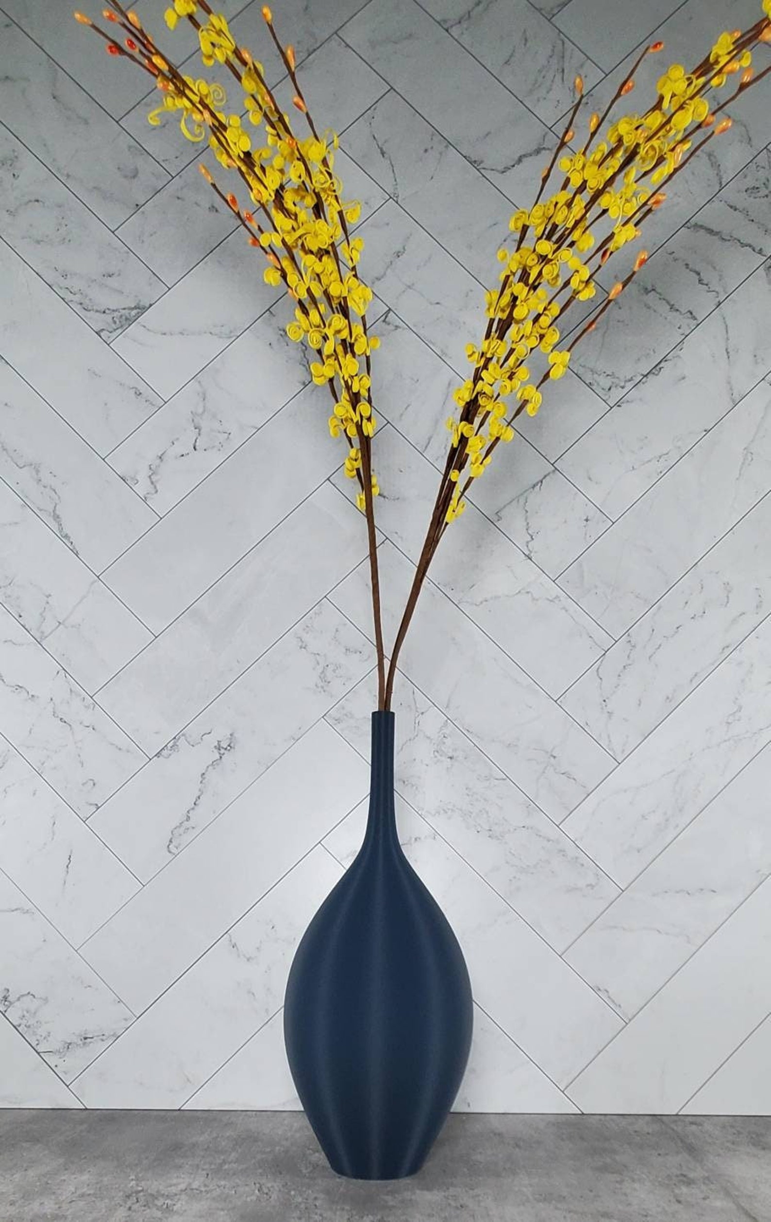 Tall Matte Navy Blue Long Neck Nordic Vase Desk Vase Home - Etsy