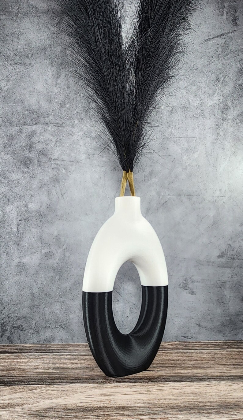 White and Black Oval Donut Vase With Matte Finish Tall and - Etsy