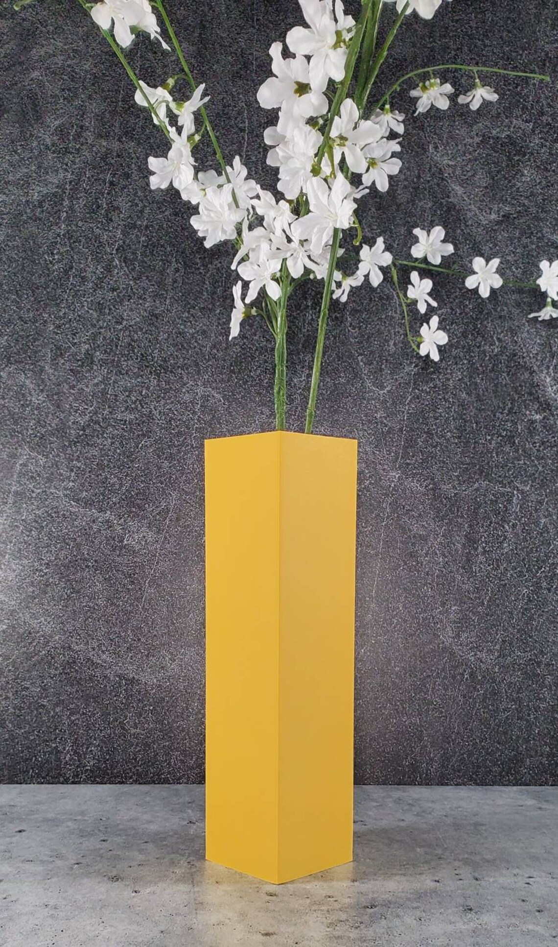 Yellow Vase - Tall Square Matte | Home Decoor | Tall Box Vase | Wedding ...
