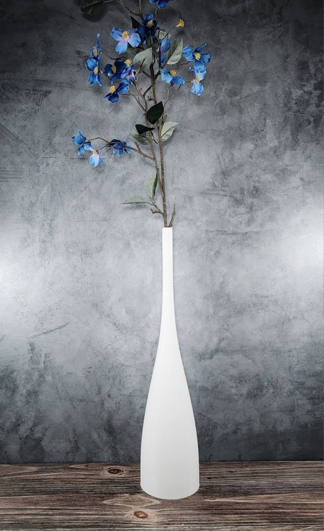 19 Inch Tall Matte White Vase With White Glitter on Bottom | Long ...