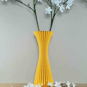 Tall Matte Yellow Striped Bouquet Vase, Modern Home Decor Gift for Her ...