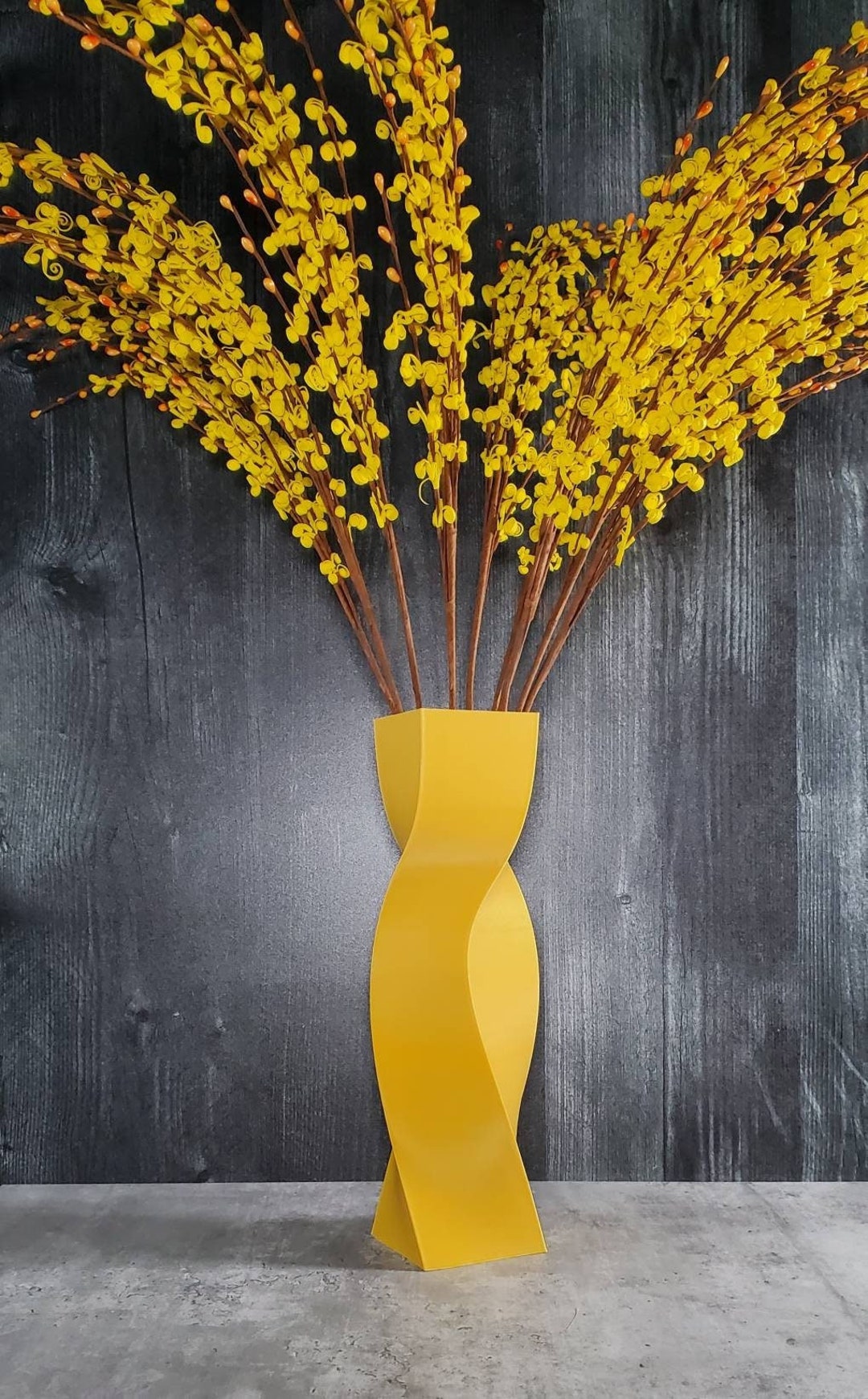 Tall Geometric Matte Yellow Vase or Centerpiece | Flower Vase | Modern ...