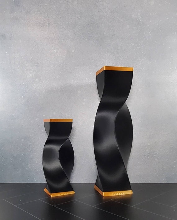 Modern Matte Black Vase With Gold Trim or Centerpiece Home - Etsy